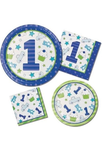 Parti Dünyası Ilk Yaş Partim Mavi 1 Yaş Eko Parti Seti 16 Kişilik