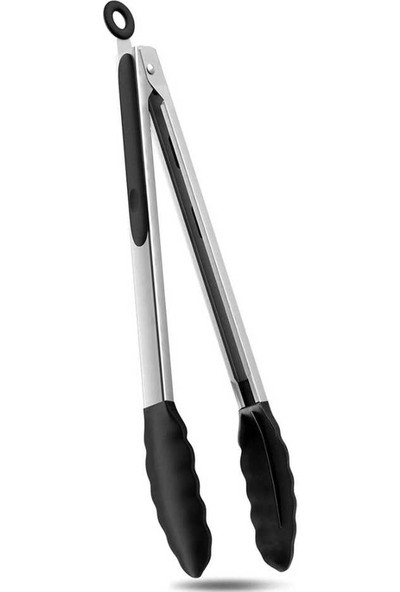 Kosova SLK-208 Metal Saplı Silikon Maşa Siyah