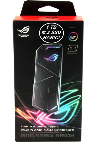 Asus ROG Strix Arion 1 TB M.2 NVMe USB 3.2 Gen2 Type-C Harici SSD Asus ROG Strix Arion 1 TB M.2 NVMe USB 3.2 Gen2 Type-C Harici SSD
