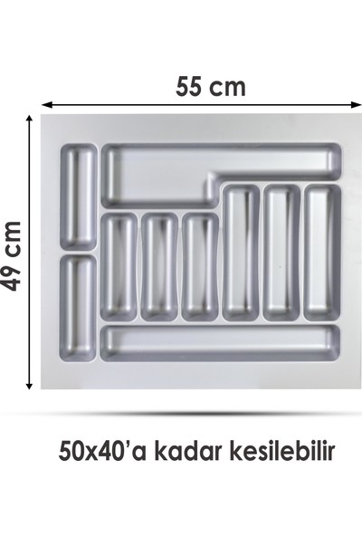 Badem10 Çekmece Içi Kaşıklık Gri 55 x 49 cm
