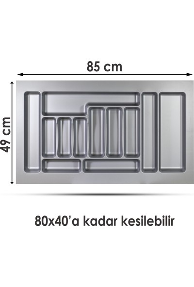 Badem10 Çekmece Içi Kaşıklık Gri 85 x 49 cm Badem10 Çekmece Içi Kaşıklık Gri 85 x 49 cm