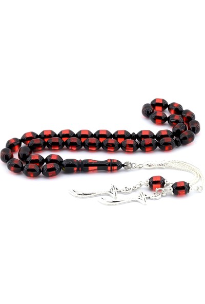 Midyat Gümüş Dünyası Sürmeli Toz Kehribar Tesbih