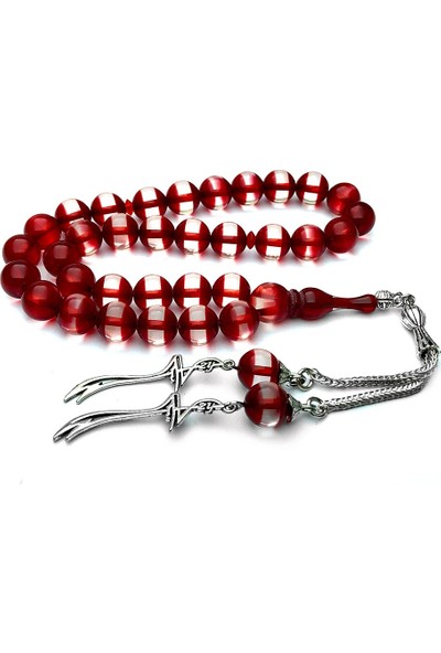 Midyat Gümüş Dünyası Sürmeli Toz Pres Kehribar Tesbih