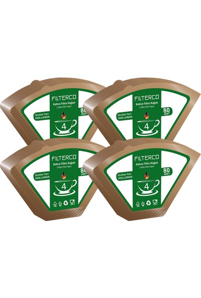 Filterco Kahve Filtre Kağıdı 1x4 80'li 4 Paket 320'LI