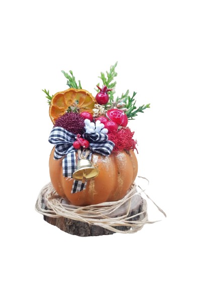 Obidev Dekorarif Bal Kabağı Saksı Aranjman Süs Zil Detaylı Obidev Dekorarif Bal Kabağı Saksı Aranjman Süs Zil Detaylı