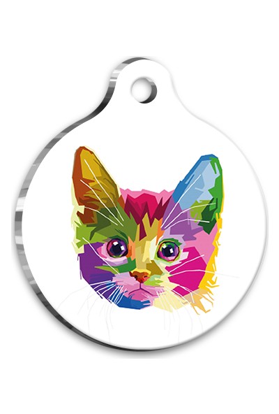 Pet Tag Art Illüstrasyon Renkli Yuvarlak Kedi Künyesi Pet Tag Art Illüstrasyon Renkli Yuvarlak Kedi Künyesi