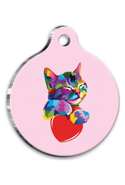 Pet Tag Art Illüstrasyon Gülümseyen Kedi Yuvarlak Kedi Künyesi Pet Tag Art Illüstrasyon Gülümseyen Kedi Yuvarlak Kedi Künyesi