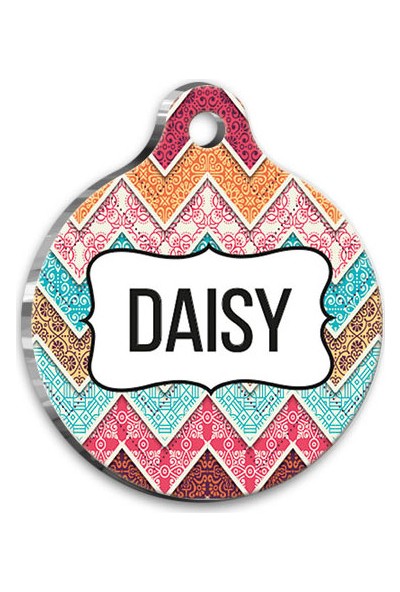 Pet Tag Art Etnik Çiçek Desenli Yuvarlak Kedi Köpek Künyesi Pet Tag Art Etnik Çiçek Desenli Yuvarlak Kedi Köpek Künyesi