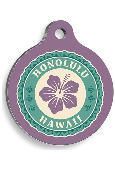PetTagArt Honolulu Figür Yuvarlak Kedi ve Köpek Künyesi PetTagArt Honolulu Figür Yuvarlak Kedi ve Köpek Künyesi