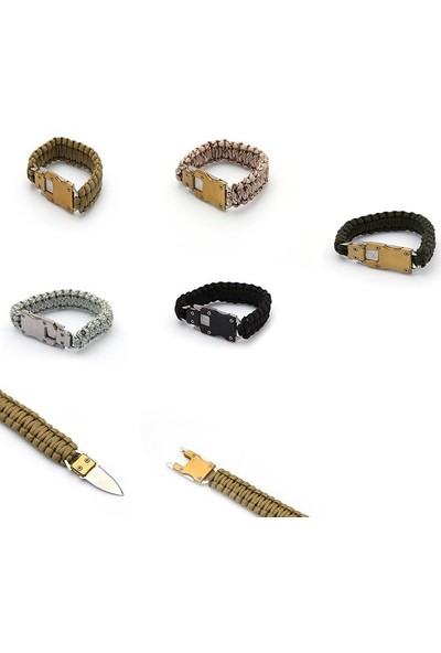 Tactical Bıçaklı Metal Başlıklı Paracord Bileklik