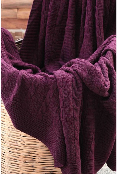 Elart Örgü Battaniye Çift Kişilik %100 Akrilik Mürdüm 200X220CM Elart Örgü Battaniye Çift Kişilik %100 Akrilik Mürdüm 200X220CM