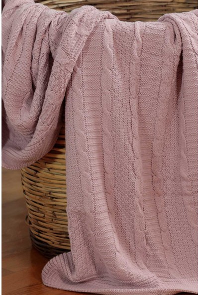 Elart Örgü Battaniye Çift Kişilik %100 Akrilik Gülkurusu 200X220CM Elart Örgü Battaniye Çift Kişilik %100 Akrilik Gülkurusu 200X220CM