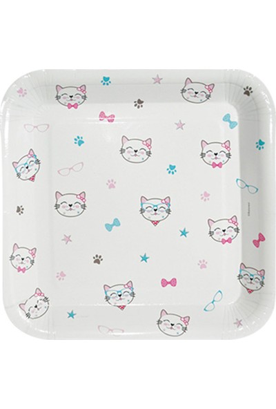 TT Tahtakale Toptancıları Miss Cat Temalı Karton Tabak Kedi Baskılı Kare Mode 18CM (8 Adet) TT Tahtakale Toptancıları Miss Cat Temalı Karton Tabak Kedi Baskılı Kare Mode 18CM (8 Adet)