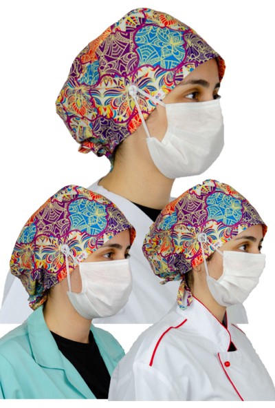 FRM Doktor Hemşire Aşçı Bonesi , Genel Kullanım Çalışma Bonesi %100 Pamuk , Maske için Düğme ve Terbantlı , A MODEL ETNIK FRM Doktor Hemşire Aşçı Bonesi , Genel Kullanım Çalışma Bonesi %100 Pamuk , Maske için Düğme ve Terbantlı , A MODEL ETNIK