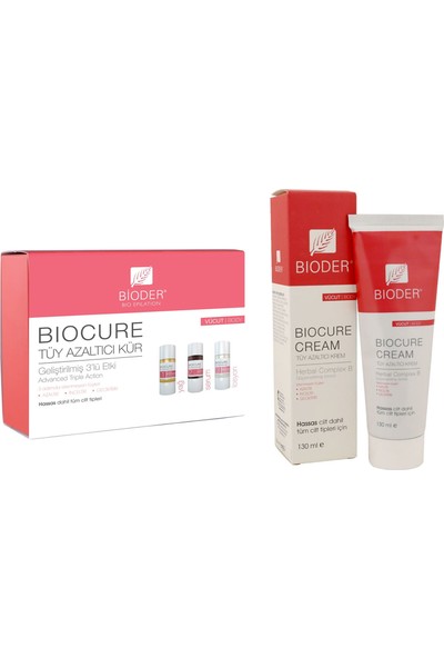 Bioder Biocure Tüy Azaltıcı Krem Vücut 130 ml + Vücut Tüy Azaltıcı Kür Set 3 x 10 ml Bioder Biocure Tüy Azaltıcı Krem Vücut 130 ml + Vücut Tüy Azaltıcı Kür Set 3 x 10 ml