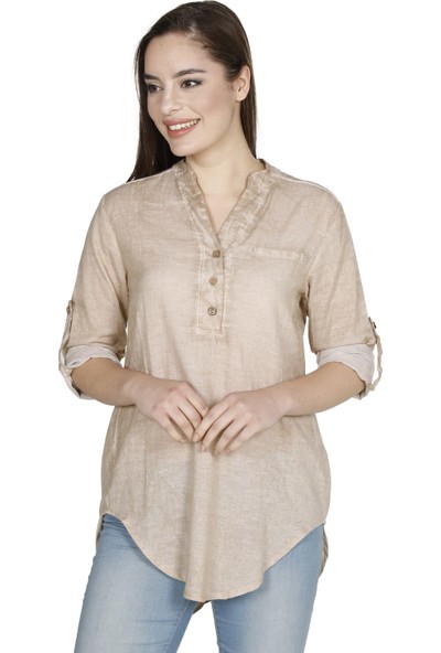 Eliş Şile Bezi Akasya Şile Bezi Bluz Kahve