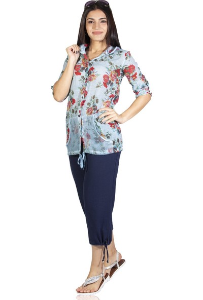 Eliş Şile Bezi Doğa Şile Bezi Kapüşonlu Bluz Buz Mavi Eliş Şile Bezi Doğa Şile Bezi Kapüşonlu Bluz Buz Mavi