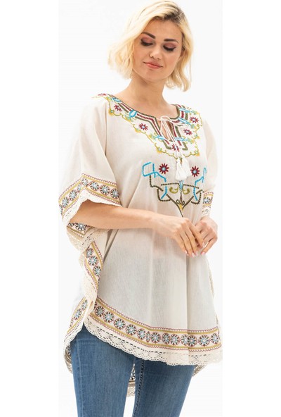 Eliş Şile Bezi Gülseren Şile Bezi Bluz Krem