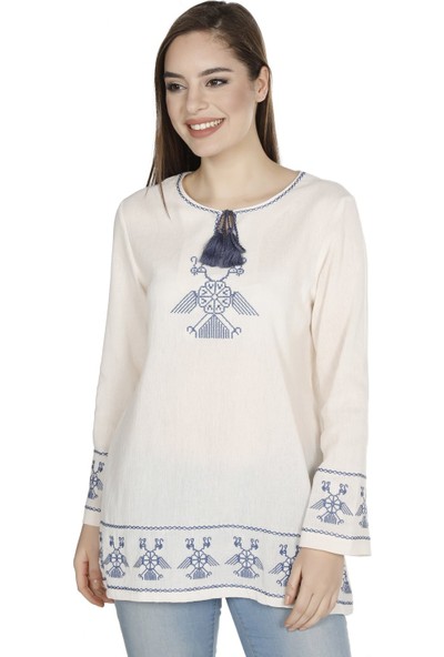 Eliş Şile Bezi Türkan Şile Bezi Bluz Krem Eliş Şile Bezi Türkan Şile Bezi Bluz Krem