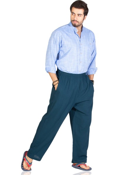Eliş Şile Bezi Şile Bezi Erkek Şalvar Pantolon Petrol