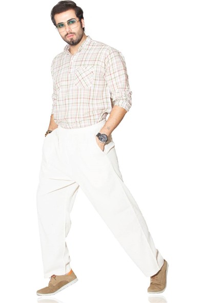 Eliş Şile Bezi Şile Bezi Erkek Şalvar Pantolon Krem
