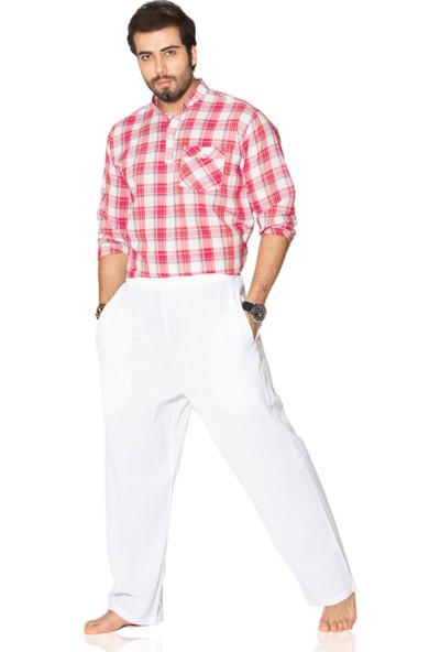 Eliş Şile Bezi Şile Bezi Erkek Şalvar Pantolon Beyaz