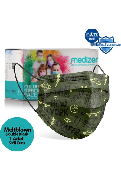 Medizer Urban Desenli Meltblown Kumaş Full Ultrasonik 3 Katlı Cerrahi Maske - Burun Telli Medizer Urban Desenli Meltblown Kumaş Full Ultrasonik 3 Katlı Cerrahi Maske - Burun Telli
