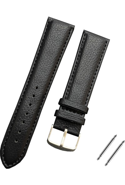 Trendburada Rolax Baskılı Siyah Renk Deri Saat Kordonu Kayışı