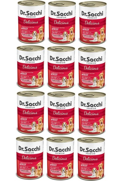 Dr. Sacchi Konserve Sığır Etli Köpek Konservesi 400 gr x 12 Dr. Sacchi Konserve Sığır Etli Köpek Konservesi 400 gr x 12