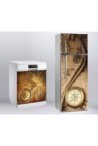 Jasmin2020 Buzdolabı ve Bulaşık Makinası Sticker Kaplama Etiketi Harita Saat