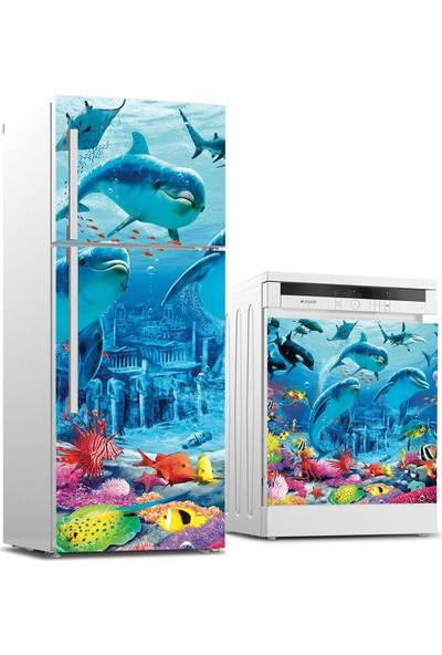 Jasmin2020 Buzdolabı ve Bulaşık Makinası Sticker Kaplama Etiketi Yunus Balığı Jasmin2020 Buzdolabı ve Bulaşık Makinası Sticker Kaplama Etiketi Yunus Balığı