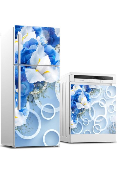 Jasmin2020 Buzdolabı ve Bulaşık Makinası Sticker Kaplama Etiketi 3D Mavi Çiçek Jasmin2020 Buzdolabı ve Bulaşık Makinası Sticker Kaplama Etiketi 3D Mavi Çiçek