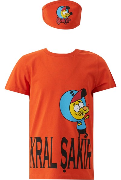 Defacto Erkek Çocuk Kral Şakir Lisanslı Kısa Kol Tişört ve Maske Takımı U4378A621SP