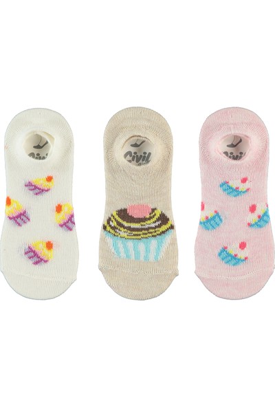 Civil Girls Kız Çocuk 3'lü Babet Çorap Set 2-12 Yaş Bej