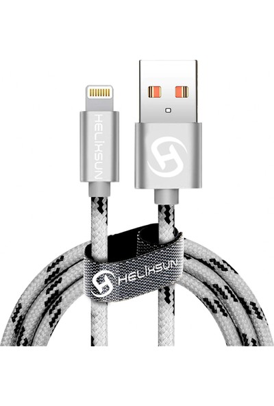 Helixsun Apple Iphone USB Lightning Data ve Hızlı Şarj Kablosu 1 Metre Gri - 3.0A Helixsun Apple Iphone USB Lightning Data ve Hızlı Şarj Kablosu 1 Metre Gri - 3.0A
