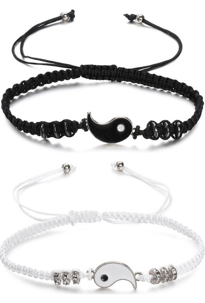 Vipbt Yin Yang Siyah Beyaz Ikili Bileklik