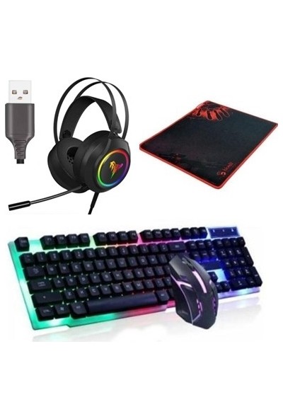 Vip Online Profesyonel Oyuncu 4 In 1 Set 7.1 Kulaklık + Işıklı Klavye + Mause + Mausepad Vip Online Profesyonel Oyuncu 4 In 1 Set 7.1 Kulaklık + Işıklı Klavye + Mause + Mausepad