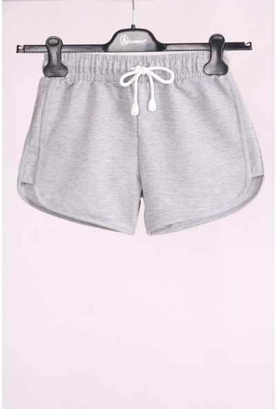 Aclassics Gri Biyeli Ip Bağcıklı Lastik Belli Pamuk Kısa Şort