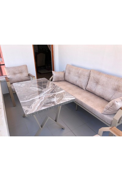 Tu Tienda 3+1+1+Masa Dekoratif Bahçe Balkon Mutfak Takım