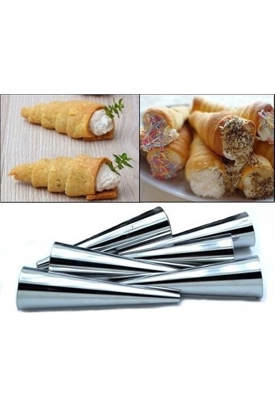 İndirim Kap Hamur Şekillendirici Kornet Kurabiye Milföy Kalıbı 6'lı