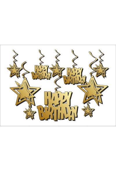 Parti Dünyası Happy Birthday 10 Lu Tavan Süsü