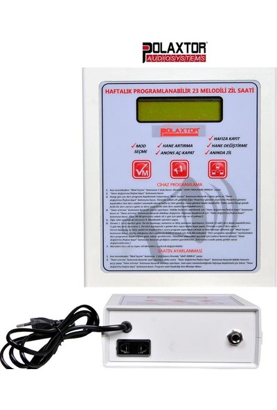 Polaxtor Okul Zil Saati 23 Melodi Haftalık Programlama Yerli Polaxtor Polaxtor Okul Zil Saati 23 Melodi Haftalık Programlama Yerli Polaxtor