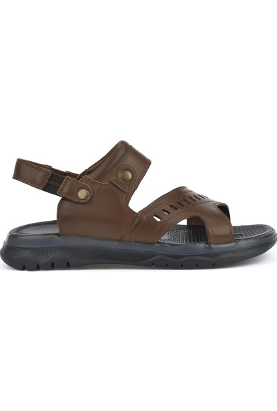 Ziya Erkek Deri Sandalet 111122 9013 Kahve