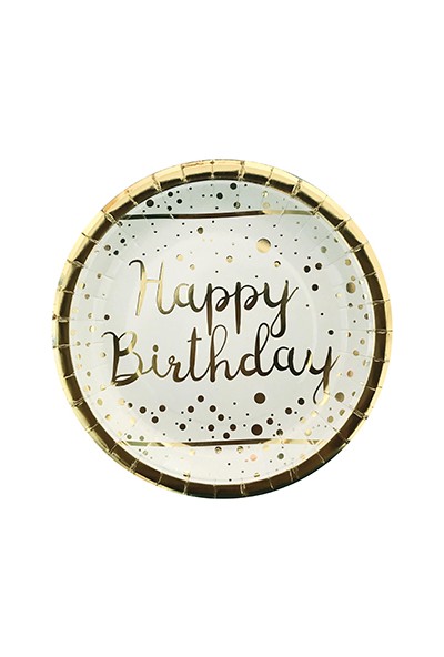 Event Party Store Happy Birthday Gold Varak Beyaz Lux Tabak 6'lı Event Party Store Happy Birthday Gold Varak Beyaz Lux Tabak 6'lı