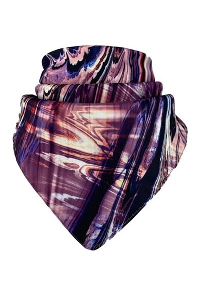 E-Taktik Mor Ebru Desenli Tivil Fular Maske