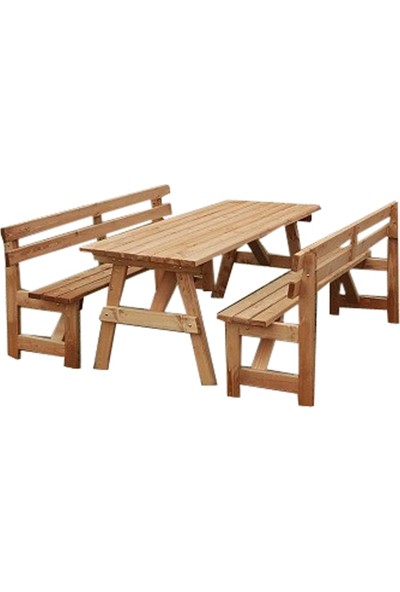 Msm Wood Msm 8 Kişilik Banklı Masa Takımı, Ormancı Masası