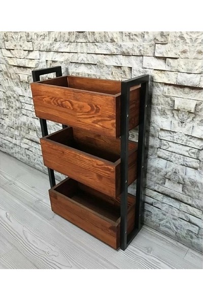 W&s Woodysharky Metal Ayaklı Dogal Ahsap 3 Gözlü Meyvelik & Sebzelik W&s Woodysharky Metal Ayaklı Dogal Ahsap 3 Gözlü Meyvelik & Sebzelik