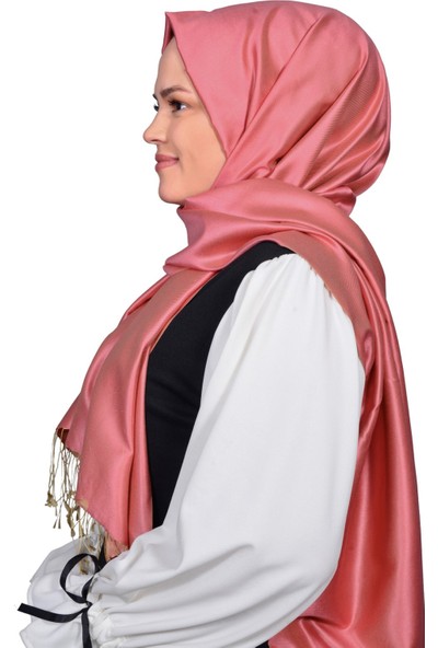 hintbazar Ortanca Pembesi Çift Taraflı Ipek Şal