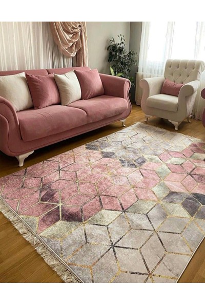 STY Home Küp Kaymaztabanlı Yıkanabilir Halı Kilim Yolluk Dijital Baskı Pembe STY Home Küp Kaymaztabanlı Yıkanabilir Halı Kilim Yolluk Dijital Baskı Pembe
