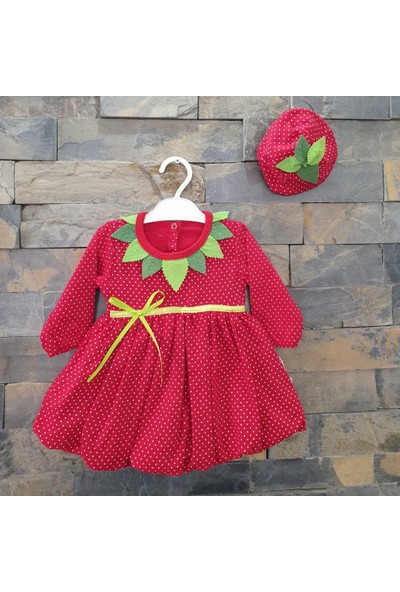 Trendyes Kırmızı Çilek Model Şapkalı Takım Elbise